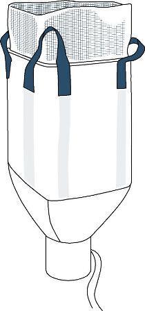 FIBC with skirt and conical bottom, cross corner loops / FIBC with ...